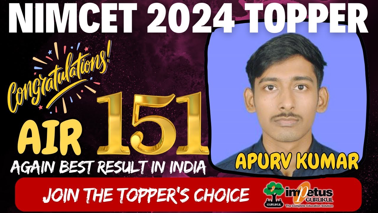 NIMCET 2024 Topper Apurv Kumar AIR - 151th | Meet NIMCET 2024 Topper of ...