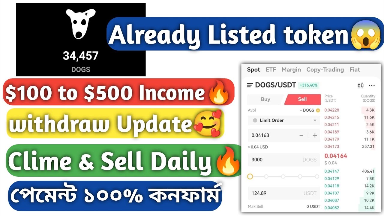 Dogs withdraw update || Binance listing || Again 30k Dogs Claim🔥 ...
