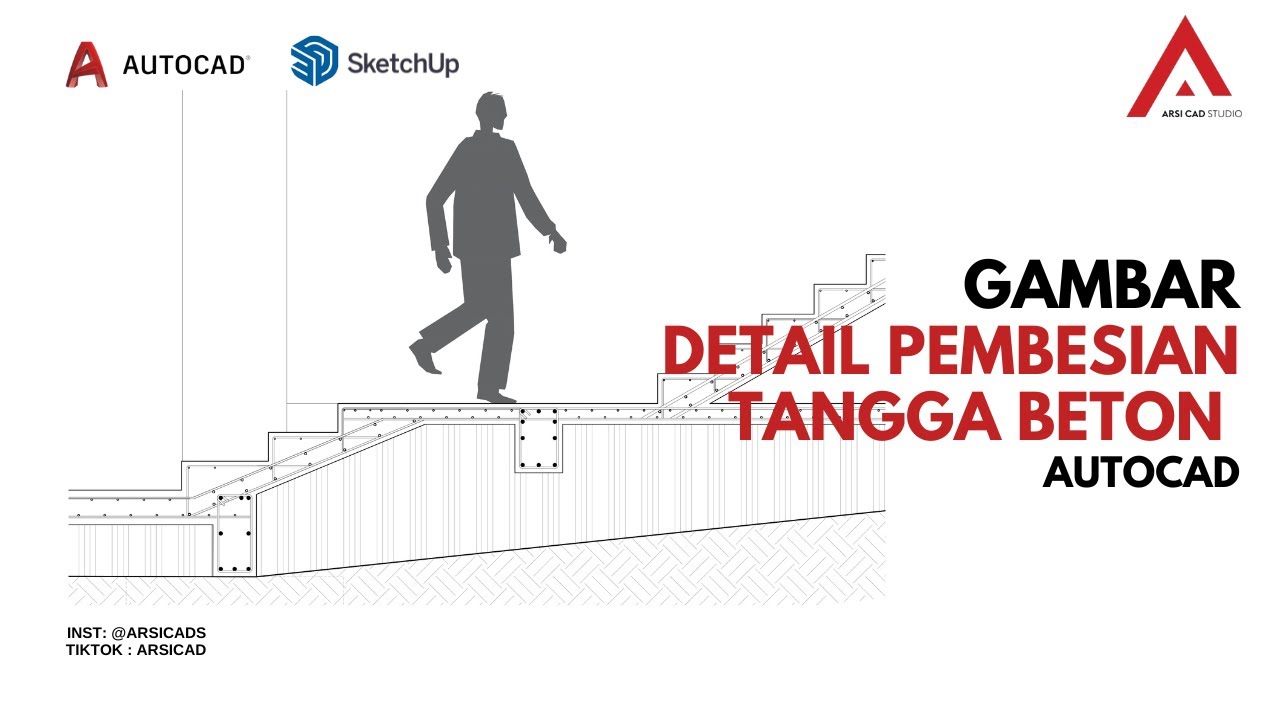 GAMBAR DETAIL TULANGAN TANGGA BETON - YouTube