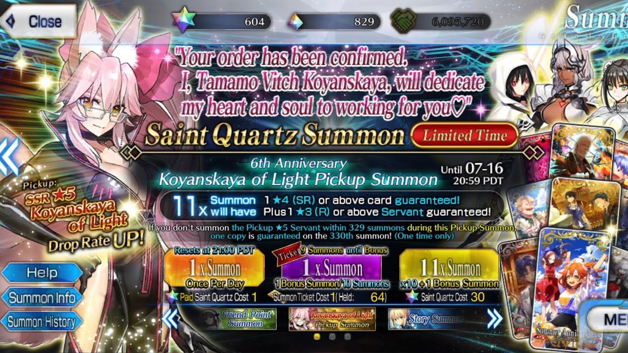 [FGO NA] 6th Anniversary GSSR + Koyanskaya of Light Summons - YouTube