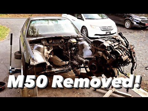 Removing the M50 Engine Out Of My E36 325i PT 2 - YouTube