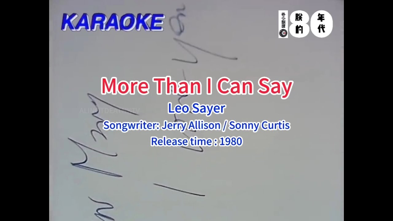 Leo Sayer - More Than I Can Say (1980)⭐全网独有原MV卡拉版⭐🎙️伴奏🎙️KTV - YouTube