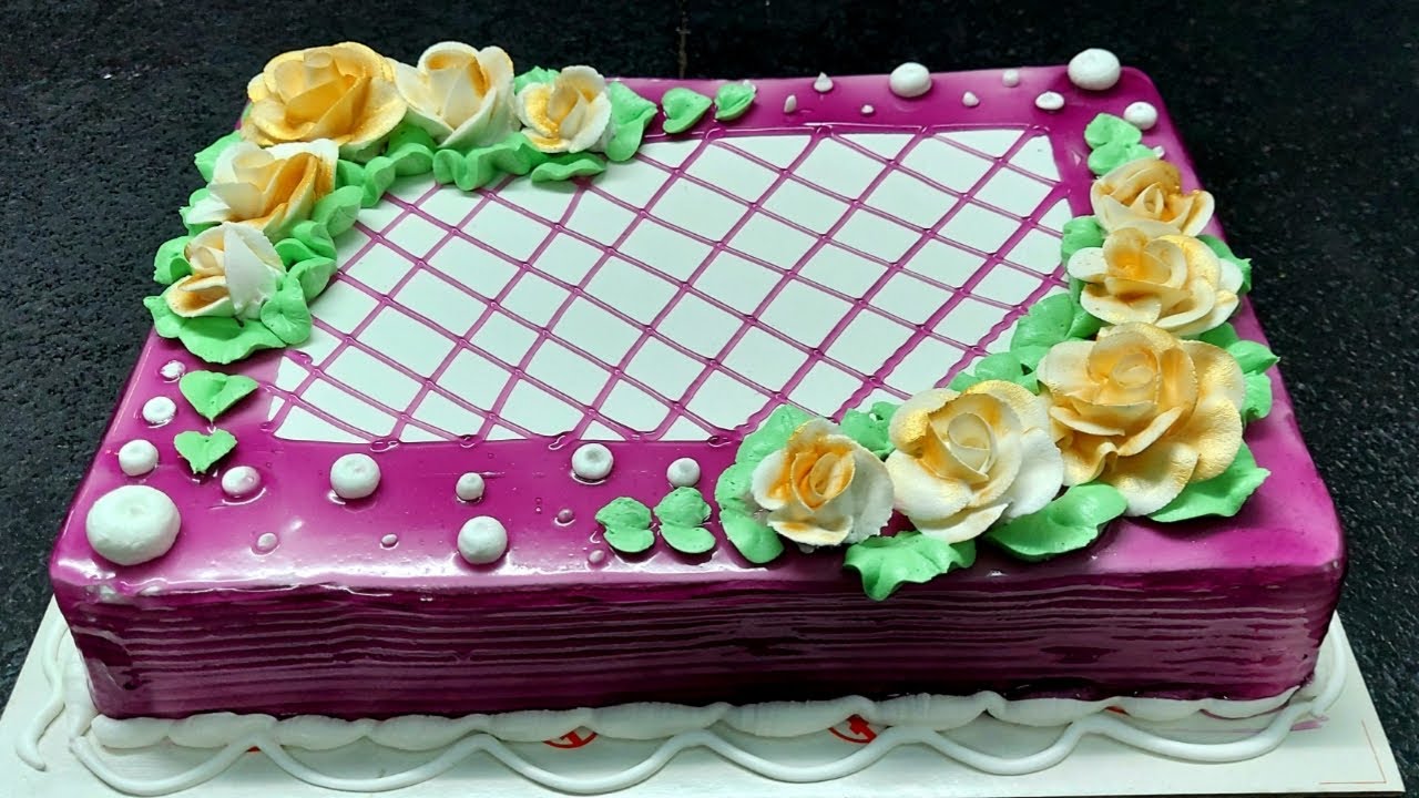 Most satisfied Square shape birthday cake making - YouTube