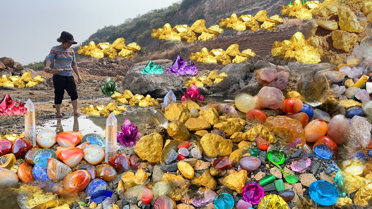 Discovery of Natural Gold, Diamond Amethyst. Diamonds, Quartz Crystal ...