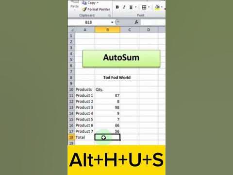 AutoSum with Shortcut #excel #shortvideo - YouTube