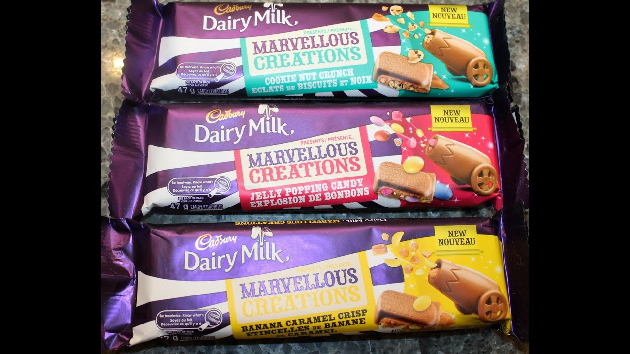 Cadbury Marvellous Creations Cookie Nut Crunch Jelly Popping Candy Banana Caramel Crisp Canada