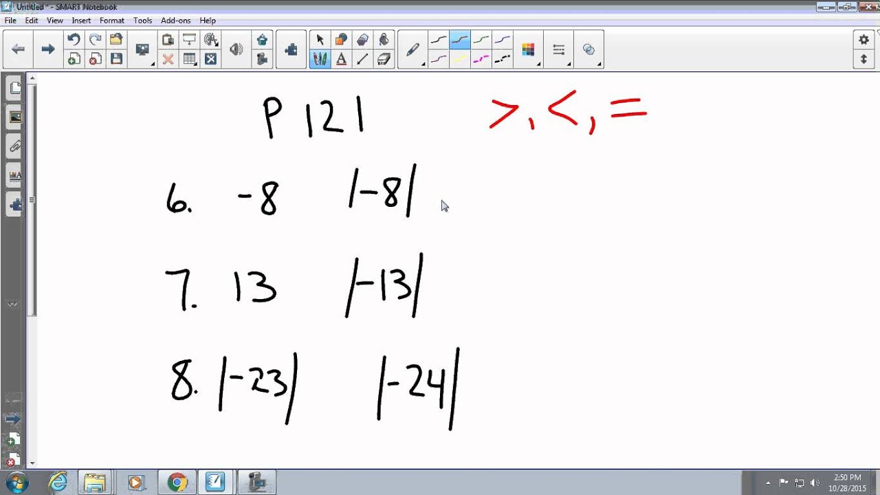Ch 3 P121 compare absolute value - YouTube