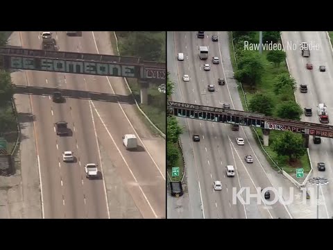 Someone covered up Houston's 'Be Someone' bridge with black paint - YouTube