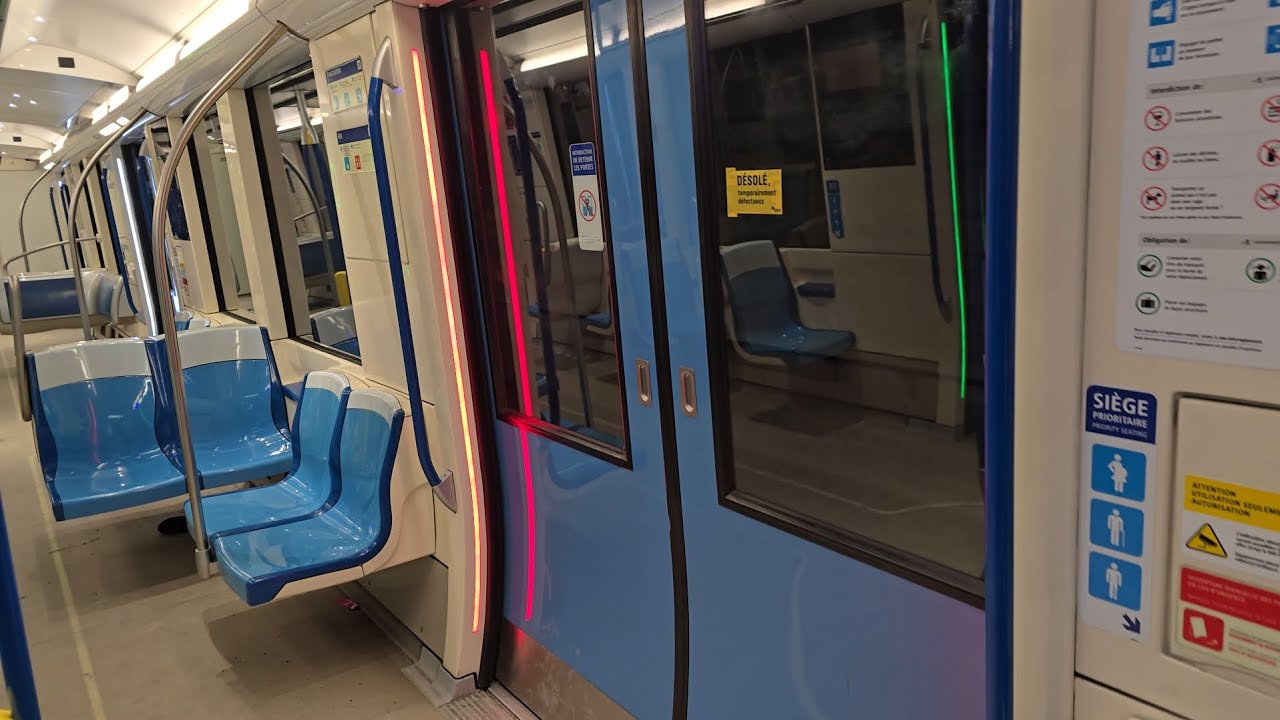 Defective door on AZUR metro train Set 37 + ride between De l'Église ...