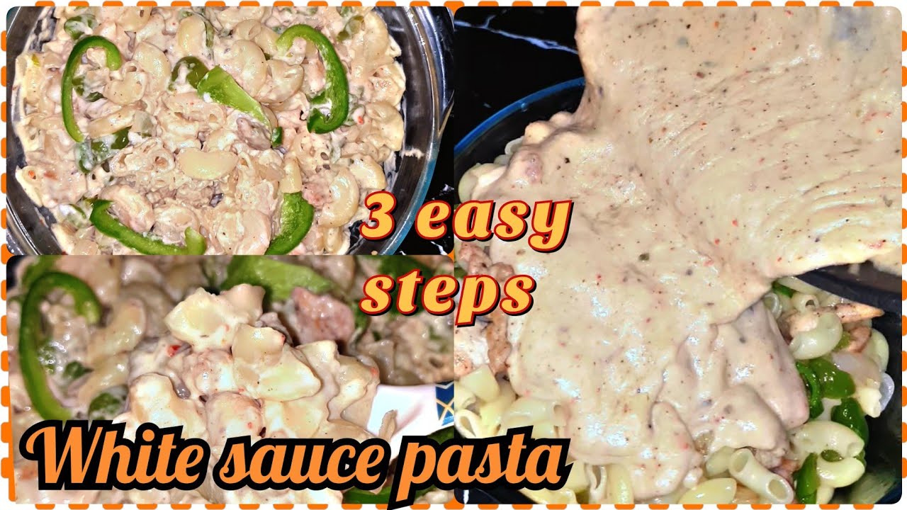 White sauce pasta recipe by Maha's cuisine || cheesy white sauce pasta ...