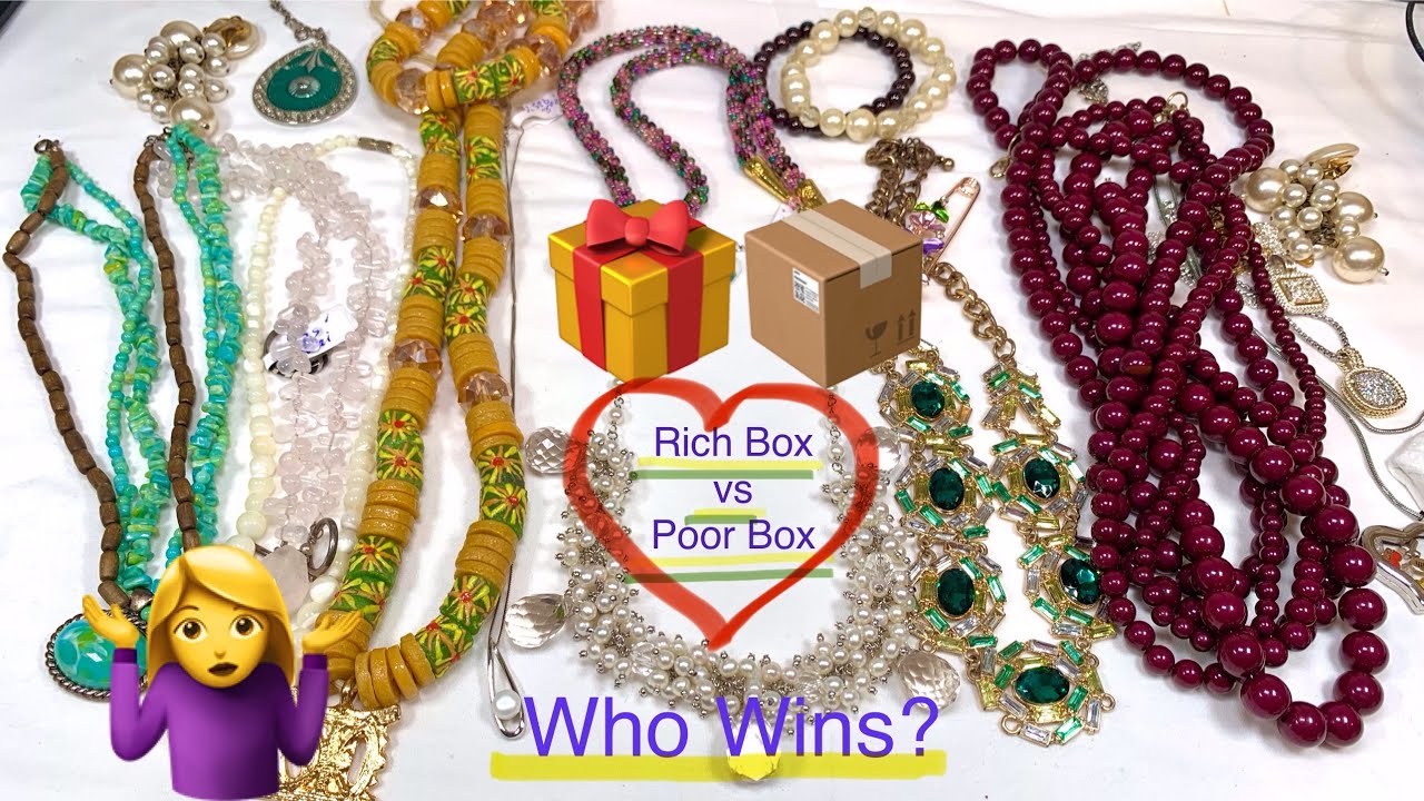 💰Rich Box Poor Box Jewelry Unboxing! 💃🏼 14k Gold! Crystal Quartz ...