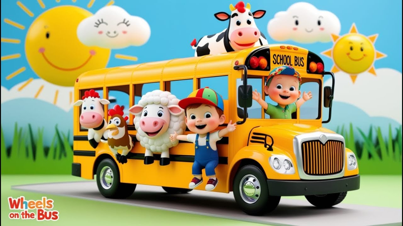 Wheels on the Bus | Animal Song | Animal Bus | Kids Song | Nursery ...