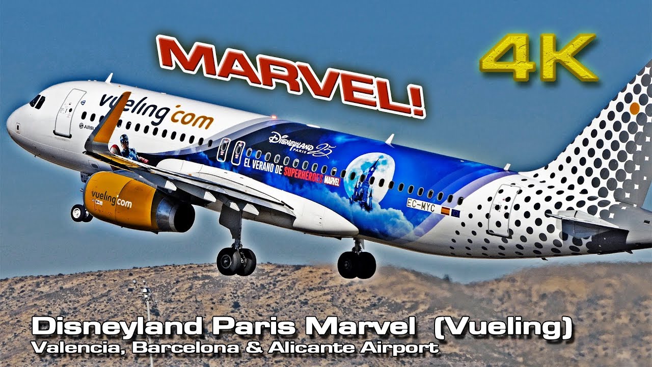 Marvel Disneyland Livery [4K] Vueling A320 (VLC, BCN & ALC) EC-MYC ...