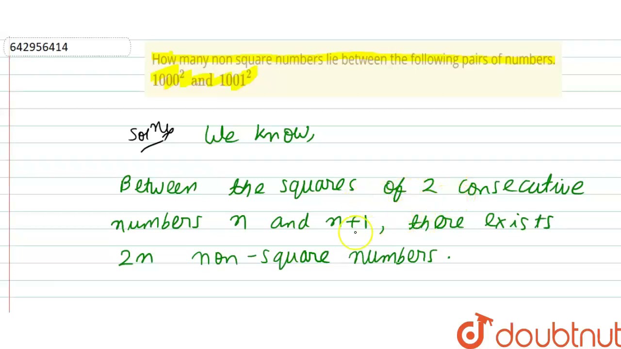 How Many Non Square Numbers Lie Between The Following Pairs Of Numbers How Many Non Square Numbers Lie Between The Following Pairs Of Numbers