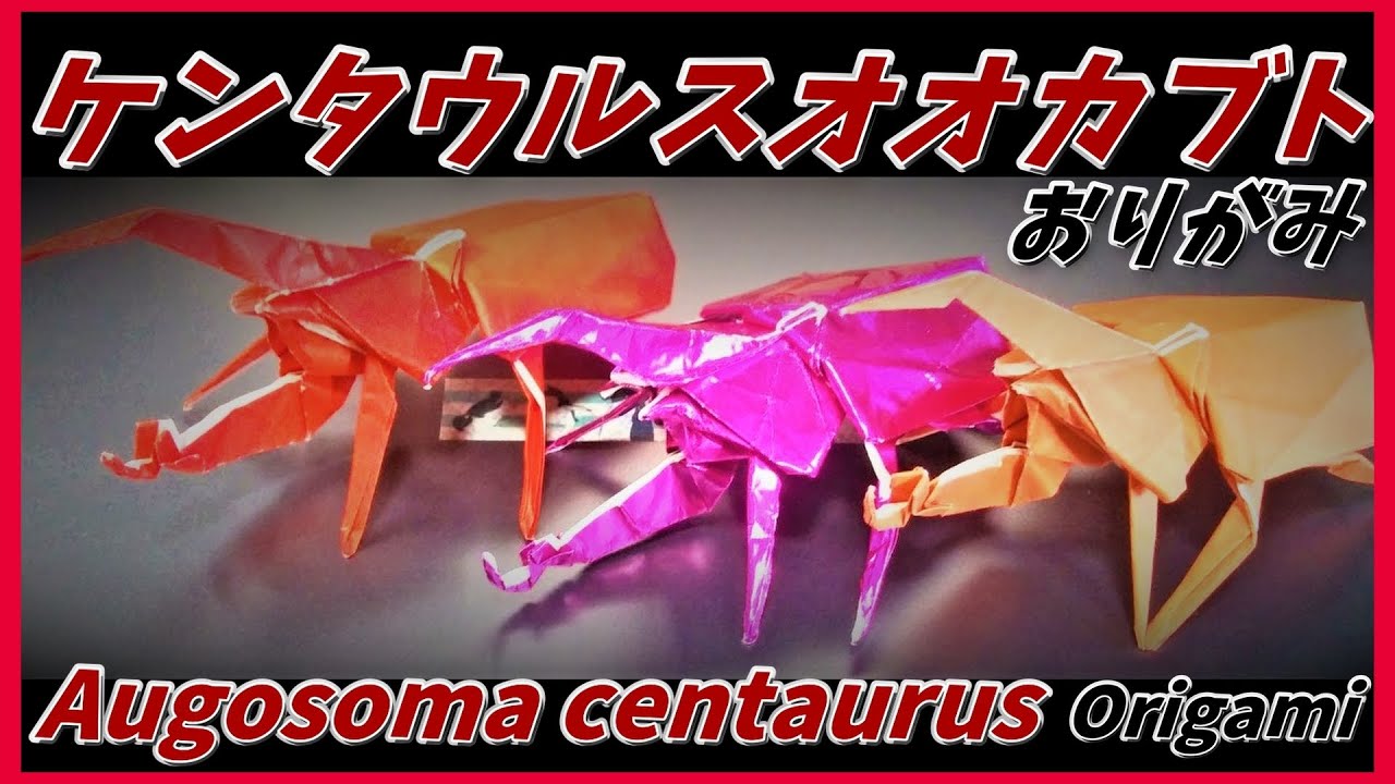 ケンタウルスオオカブトおりがみ(Augosoma centaurus Origami)奥格索马折纸(켄타우루스 크레스 오오 종이 접기 ...