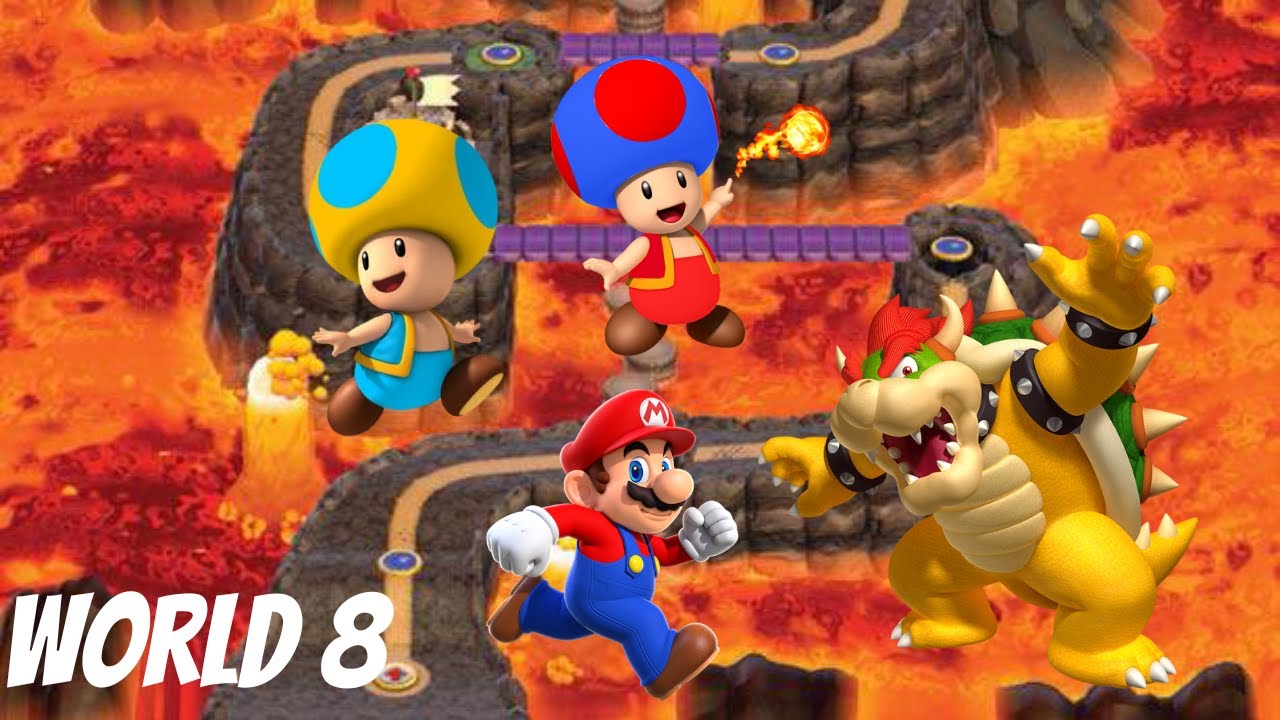 New Super Mario Bros. Wii - World 8 Walkthrough (3 Player) Final Boss ...