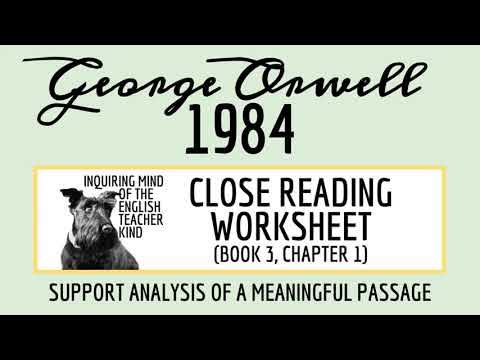 1984 Book 3 Chapter 1 Close Reading Analysis Worksheet for High School ...