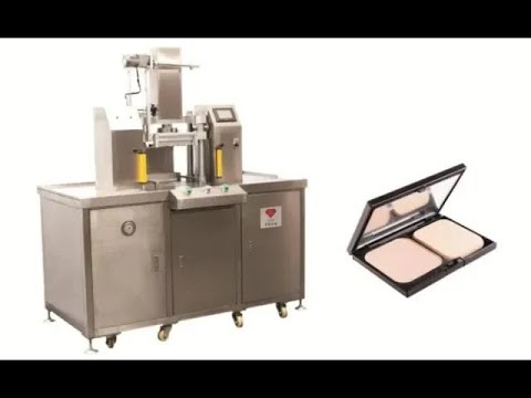 Automatic cosmetic compact powder pressing machine - YouTube