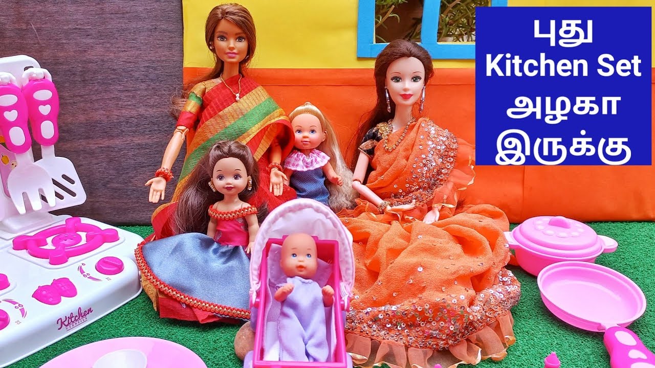 Unboxing Barbie Pink Kitchen Playset/Barbie New Pink kitchen set ...