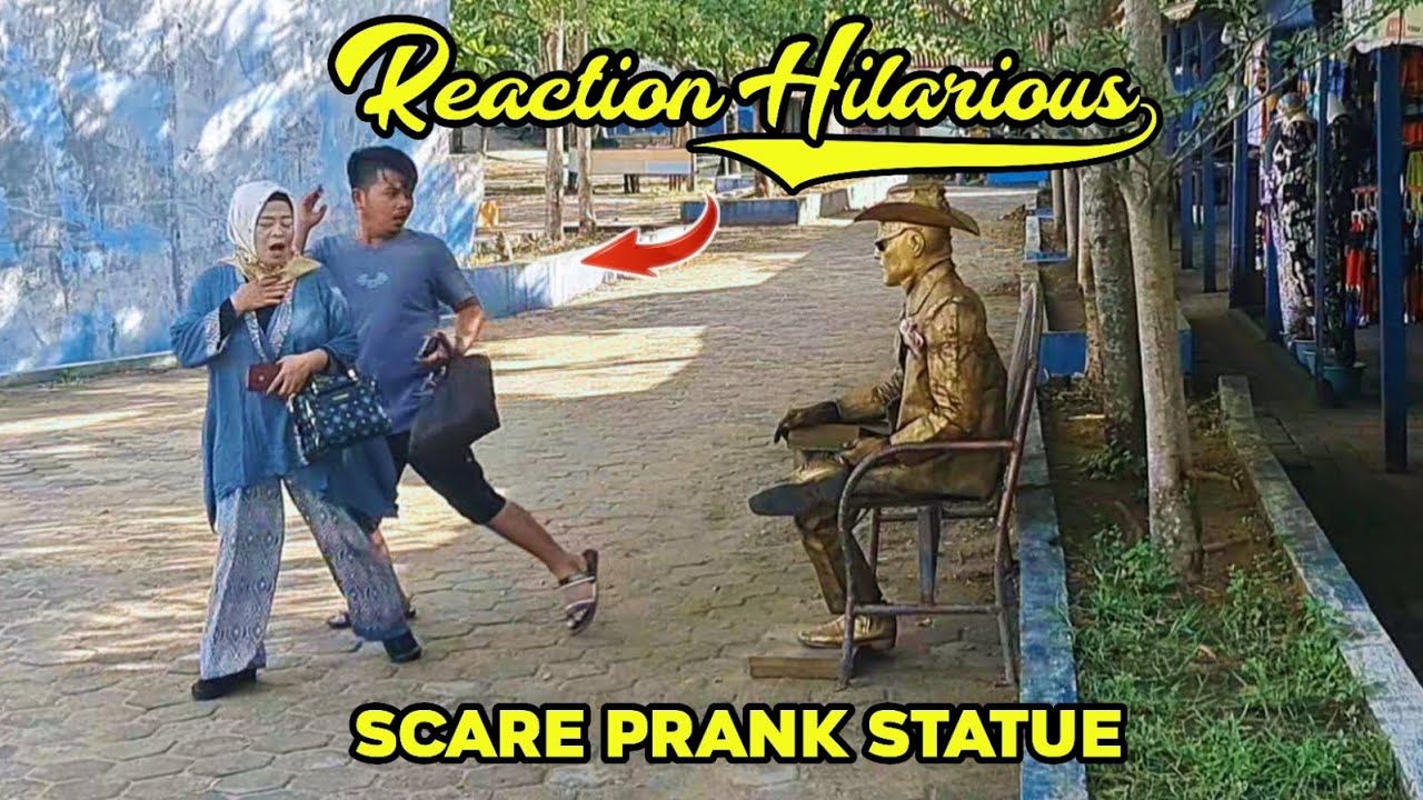 REAKSI KAGET PALING KOCAK || HUMAN STATUE PRANK - YouTube