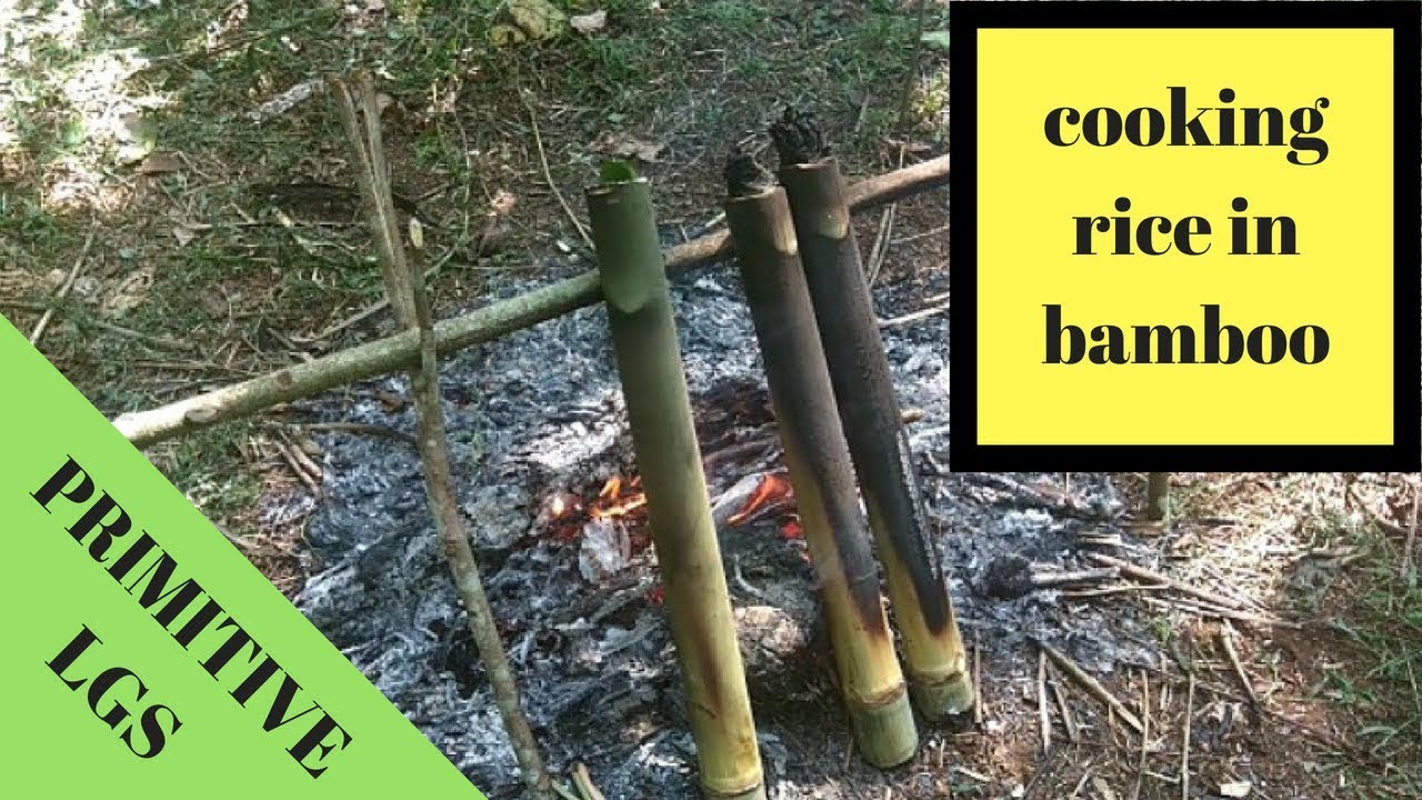Primitive LGS - Unique way to cook rice in bamboo tubes Survival skill ...