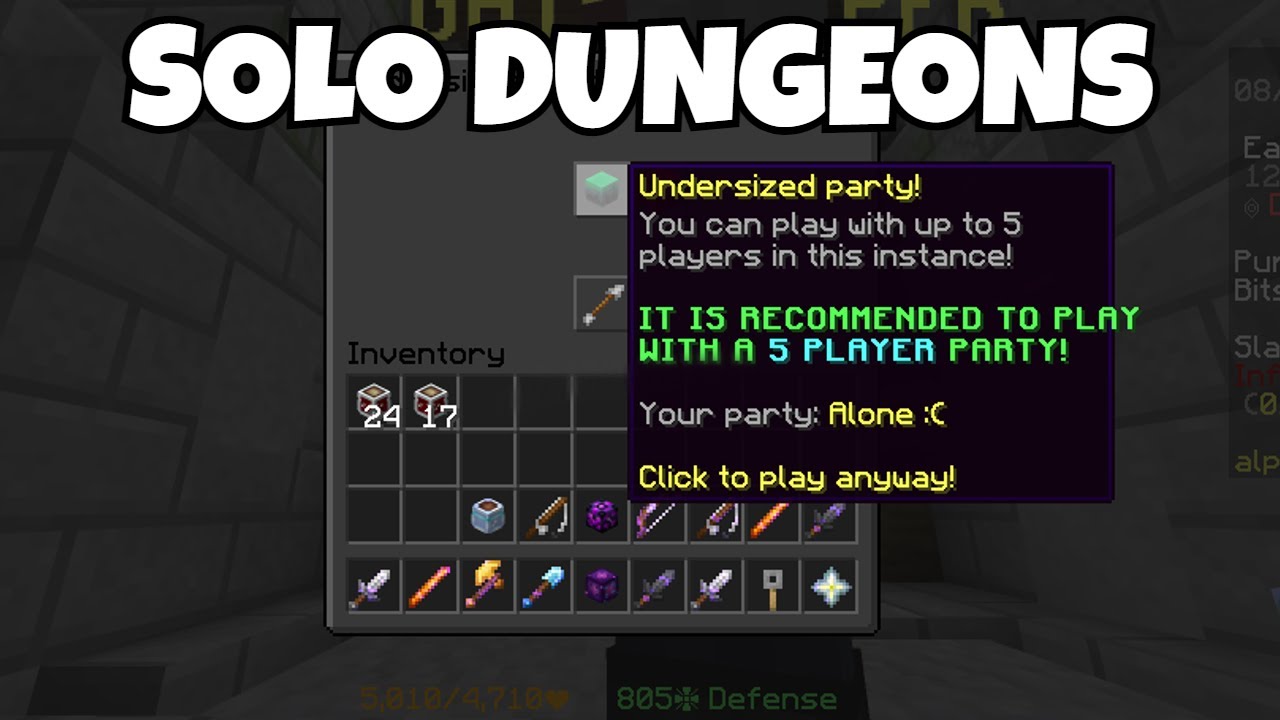 Solo Dungeons is FINALLY Here... (Hypixel Skyblock) - YouTube