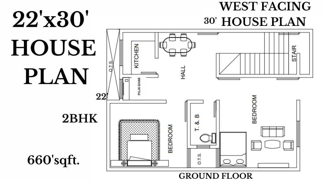 22'x30' House Plan | 22'x30' Home Plan | 22x30 House Design | 22x30 ...