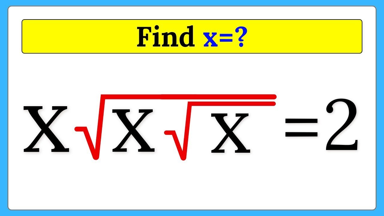 Nice Square Root Math Simplification | Can you solve this? | Find x ...