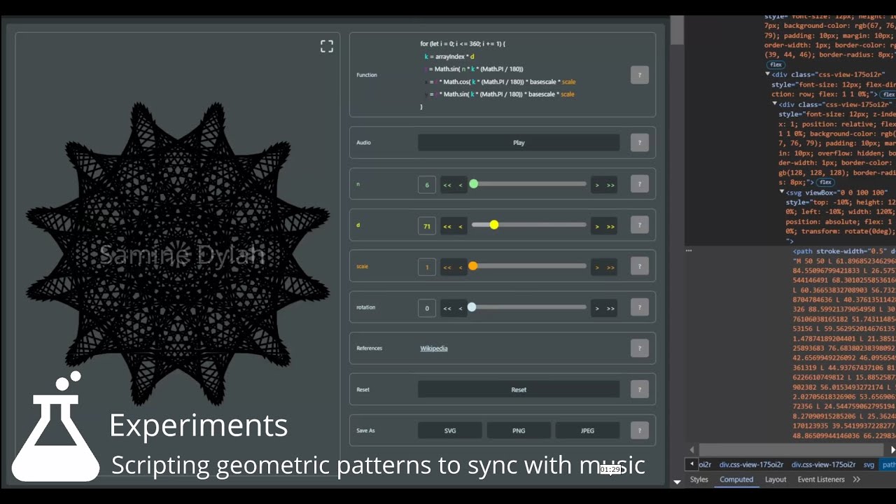 Experiments #1 - A Mutating Maurer Rose | Syncing Scripted Geometric Patterns to Music - YouTube
