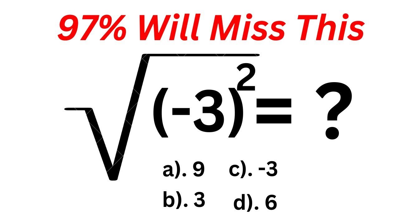Tricky Math Problem (-3)^2=? | 95% Won't Get This. - YouTube
