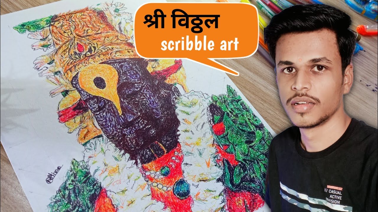 shree vitthal drawing scribble art Marathi |Nandkishor Giram Art - YouTube