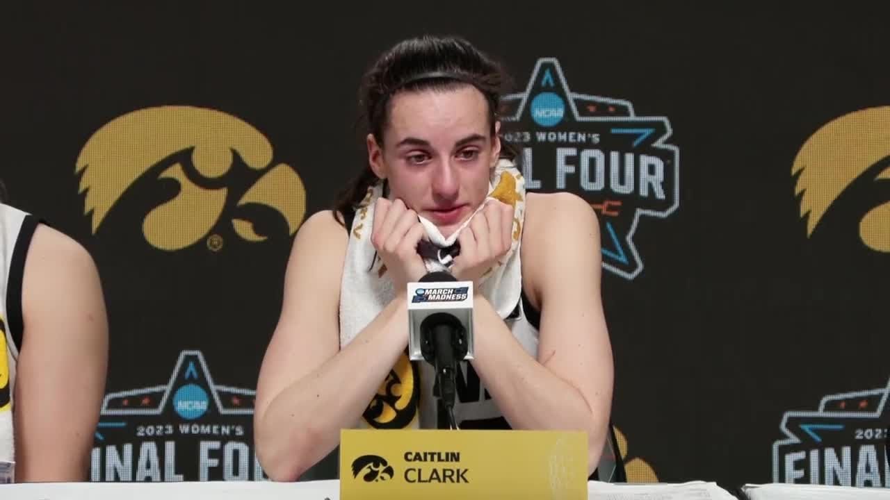 Caitlin Clark discusses her legacy at a press conference after the game ...
