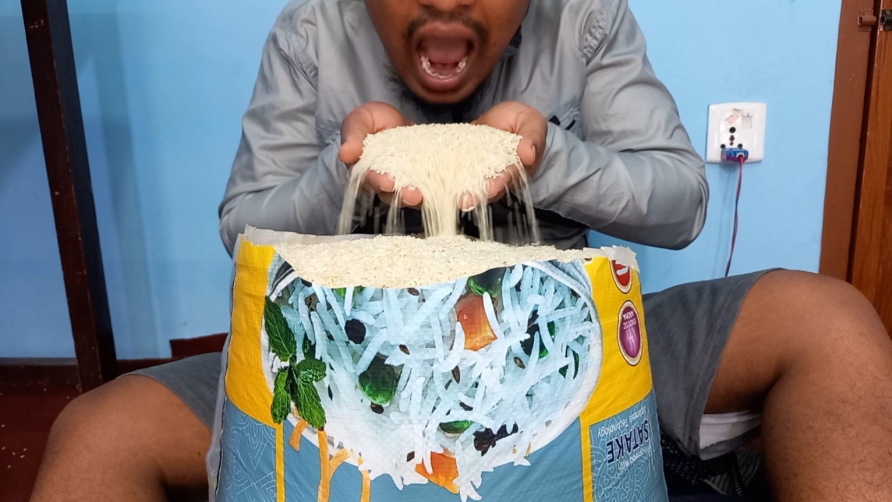 25KG HARD RAW RICE EATING SHOW | RAW RICE EATING | RAW RICE EATING ASMR ...