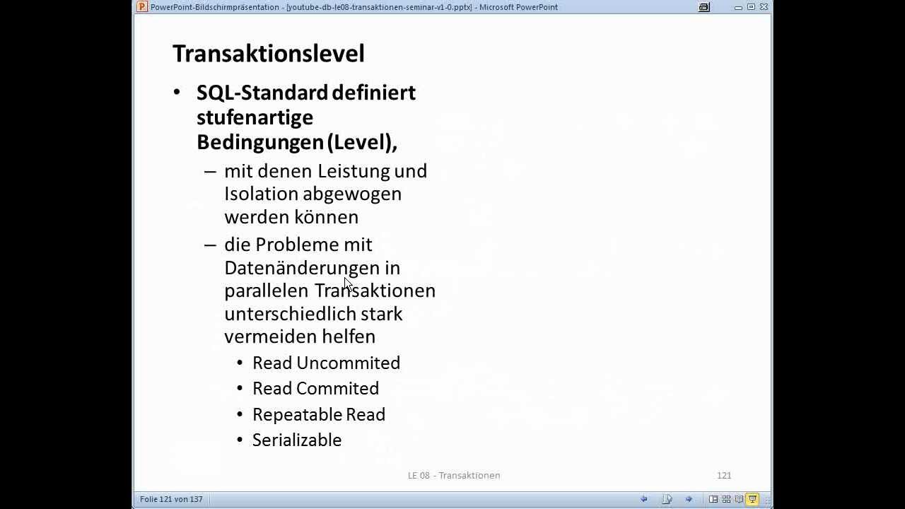 0808: Datenbanken mit MS Access -LE08- Teil8 - Technik Transaktionsverarbeitung - YouTube