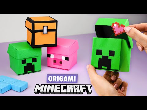 Origami - Minecraft kutusu | Minecraft sandığı, Creeper ve domuz nasıl yapılır