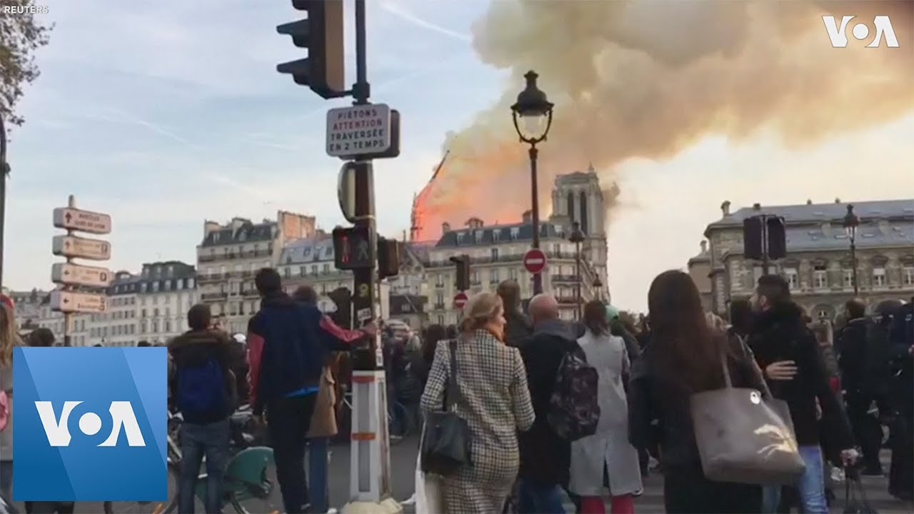 Notre Dame Fire in Paris Causes Spire to Collapse - YouTube