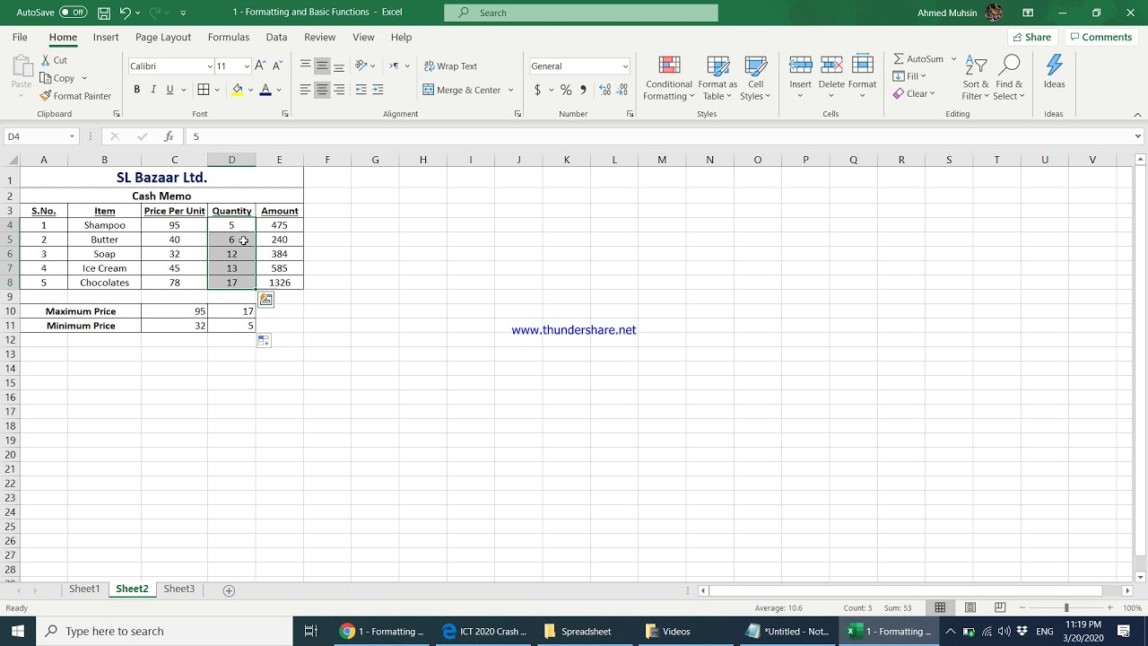 1 - Formatting and Basic Functions - Activity 1 - Part 2 - Microsoft ...