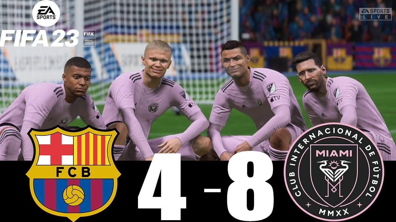 FIFA 23 GAMEPLAY - Barcelona 4 vs 8 Inter Miami - MESSI , RONALDO ...