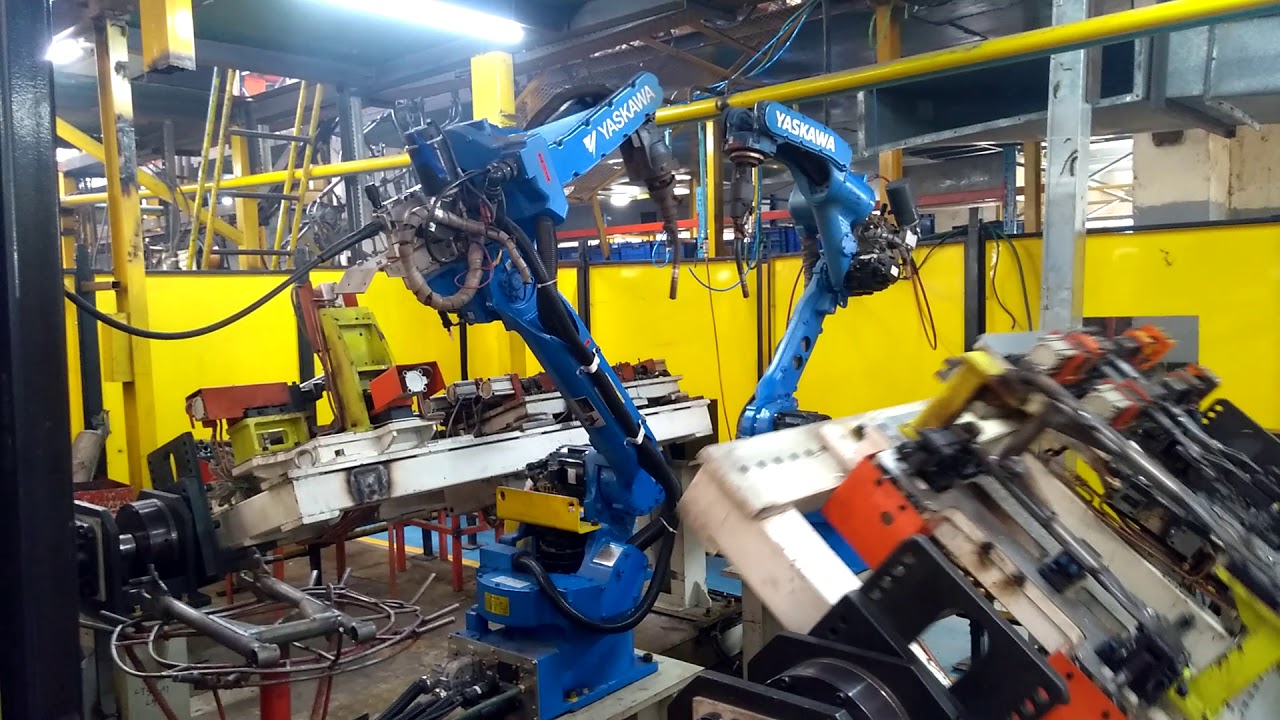 Robotic Swing Arm Welding Line - YouTube