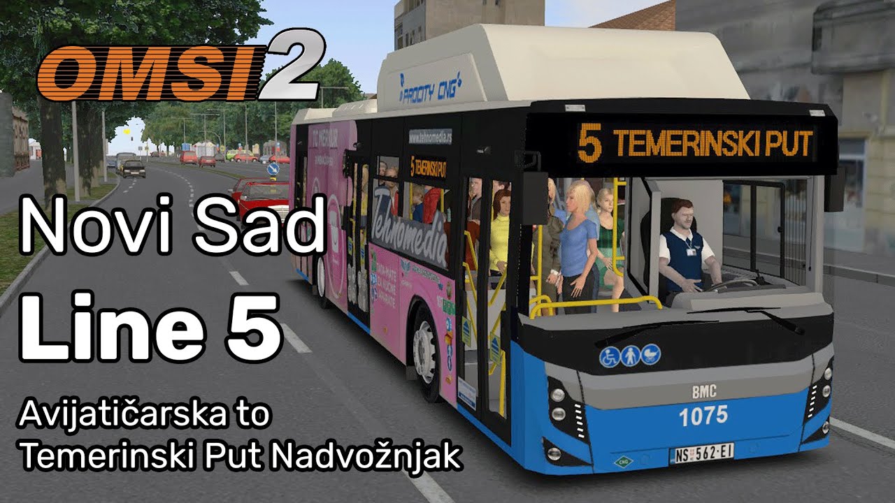 Novi Sad - Line 5 - BMC Procity 12 CNG - Avijatičarska to Temerinski ...