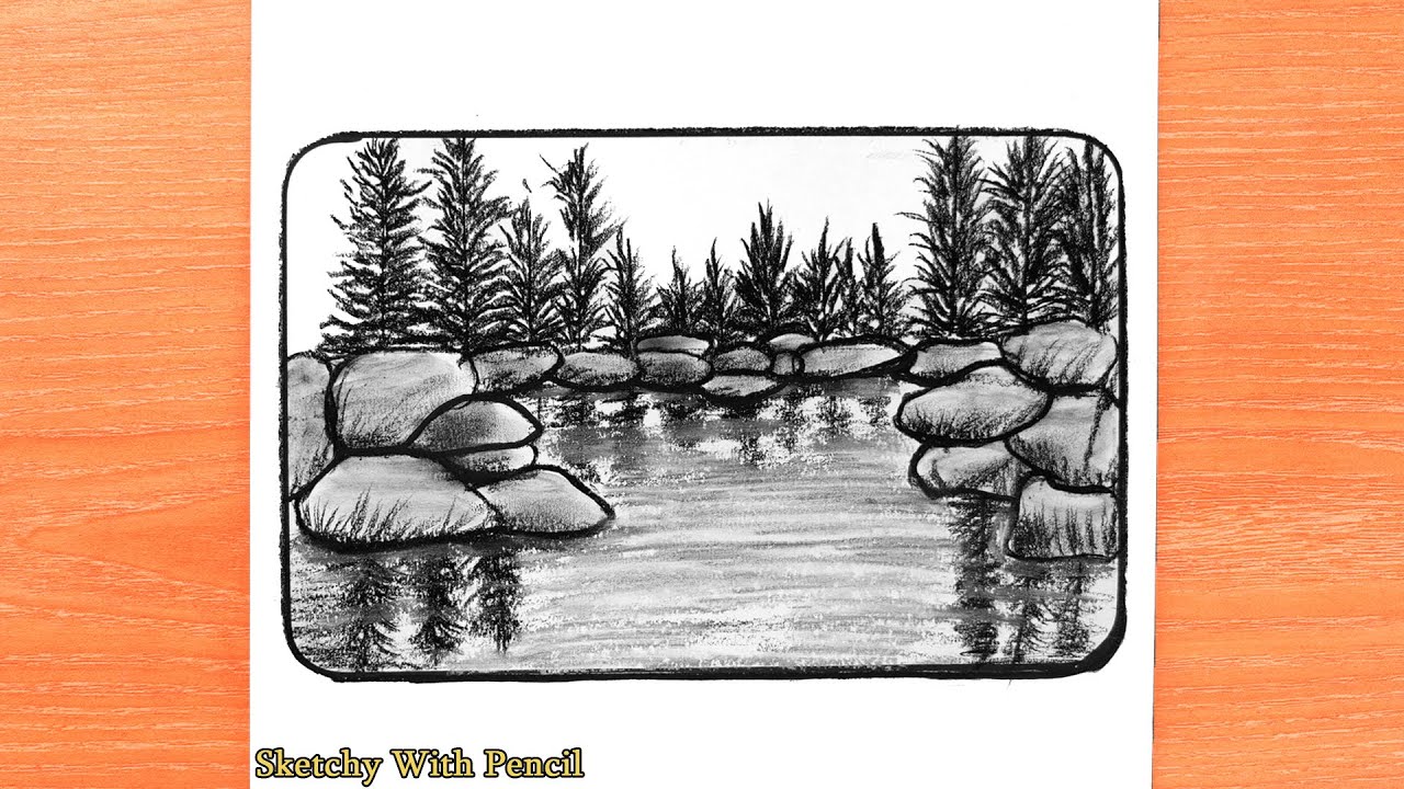 Stone Scenery Drawing / Easy Pencil Drawing / Work #267 - YouTube