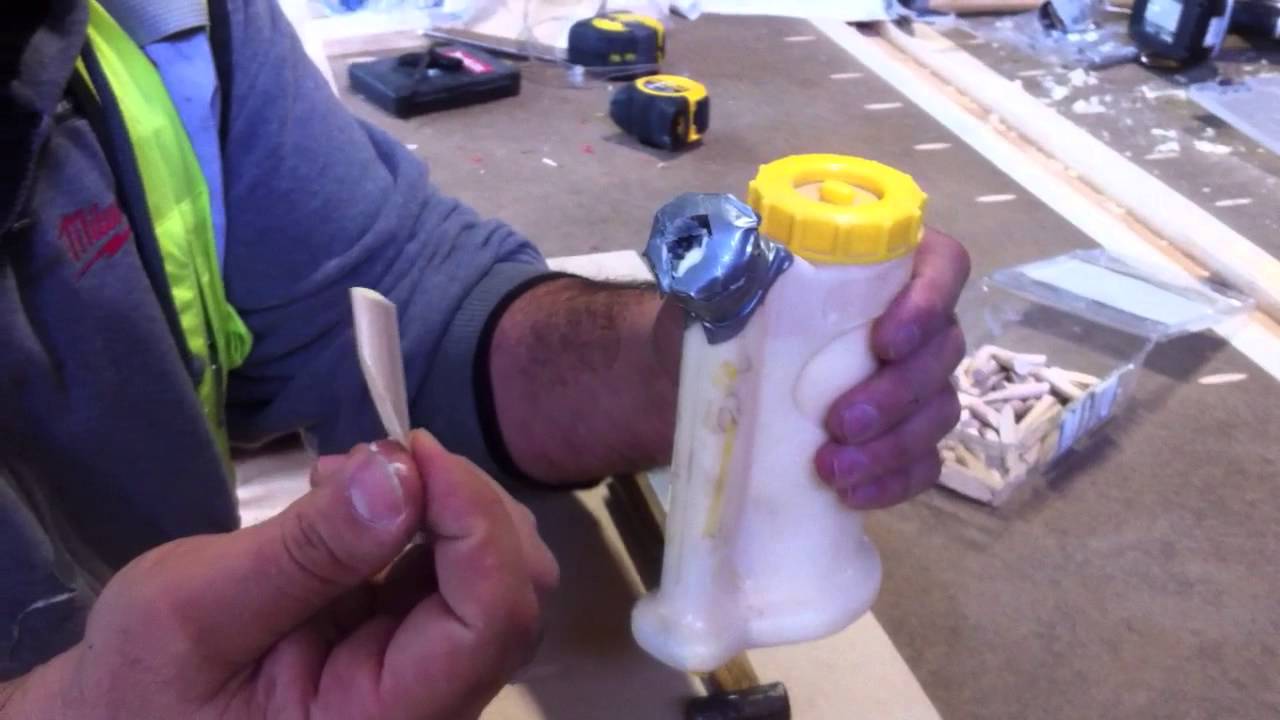 How to glue wood plugs using fastcap glue bot - YouTube