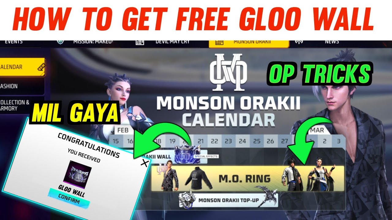 Free Fire New Event ! Monson Orakii Calendar Free Fire ! Gloo Wall Skin ...