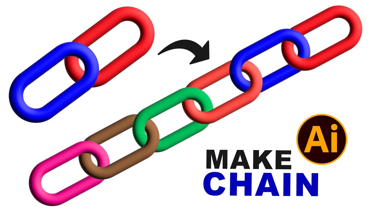 How to Make 3D Colorful Chain in Illustrator - YouTube