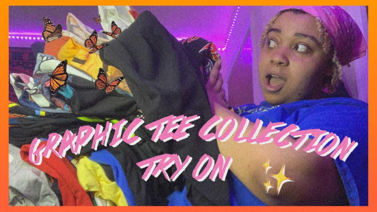 GRAPHIC TEE COLLECTION + TRY-ON HAUL!! - YouTube