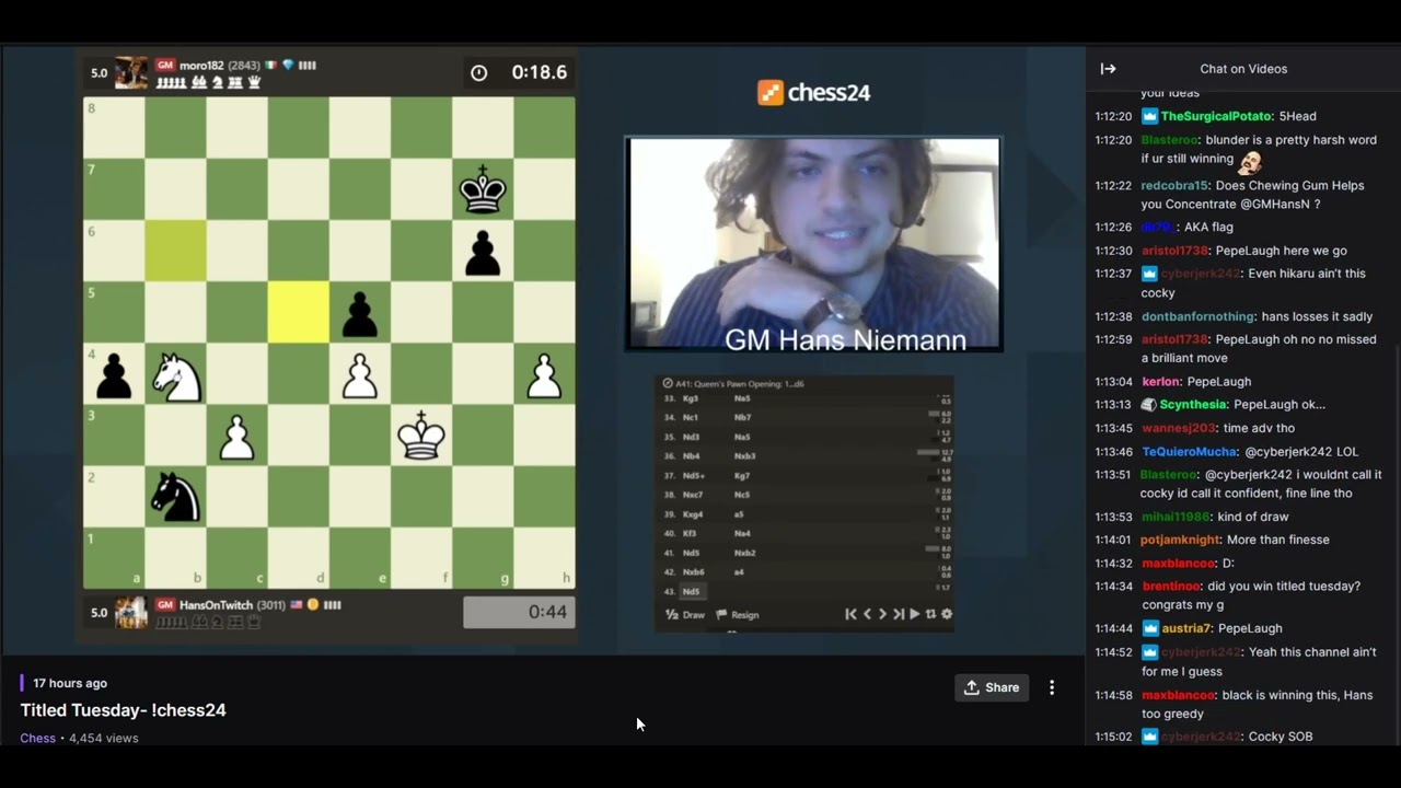 Cocky GM gets hit by karma - Chess - Titled Tuesday - YouTube