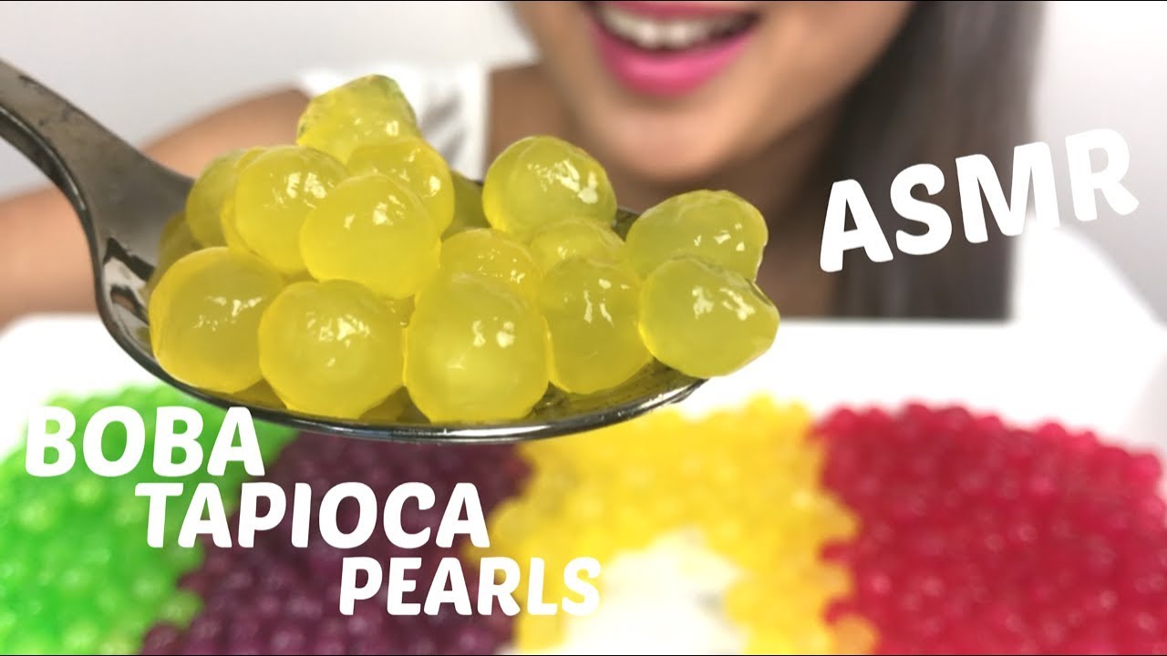 BOBA TAPIOCA PEARLS | ASMR *No Talking Sticky, Chewy Eating Sounds | N.E Let's eat - YouTube