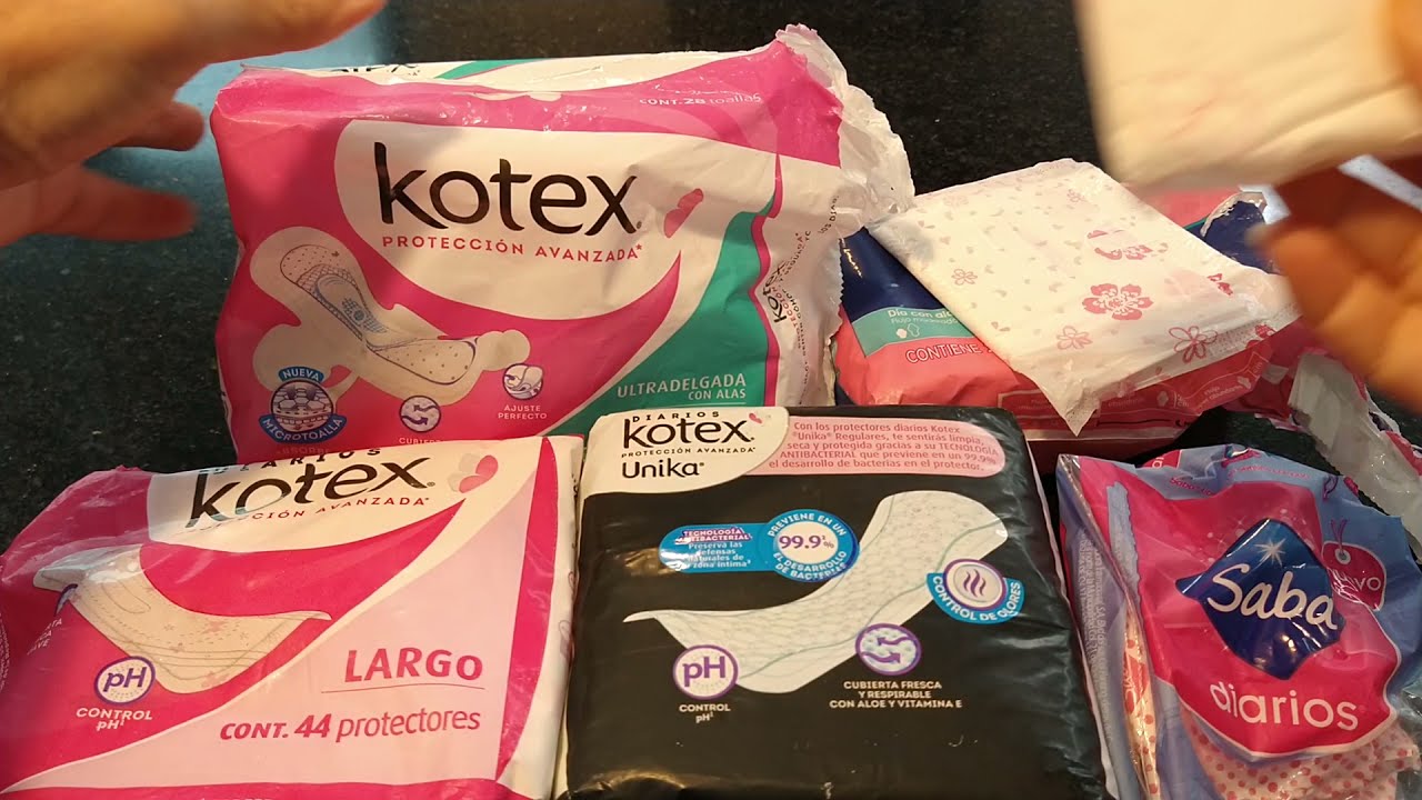 Comparando toallas femeninas y protectores diarios, Always, Kotex y ...