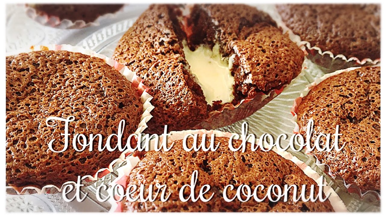 Fondant au chocolat et coeur de coconut. - YouTube