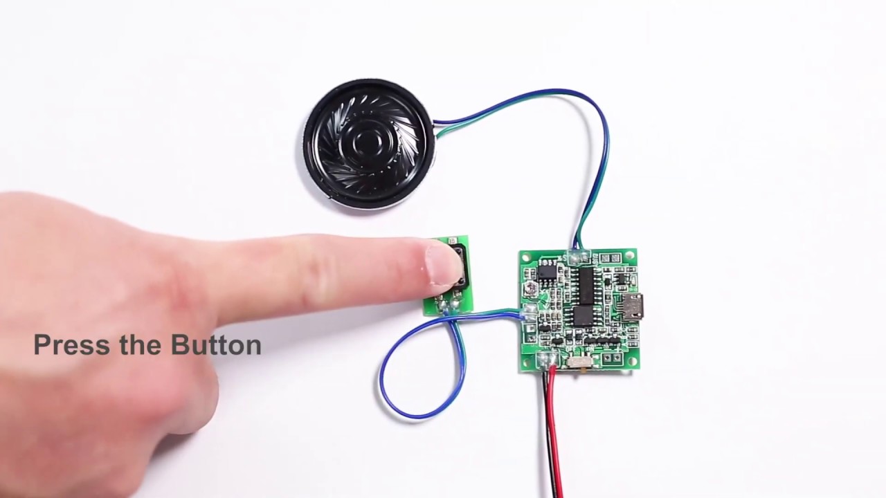 Sound module button activated, for music greeting card - YouTube